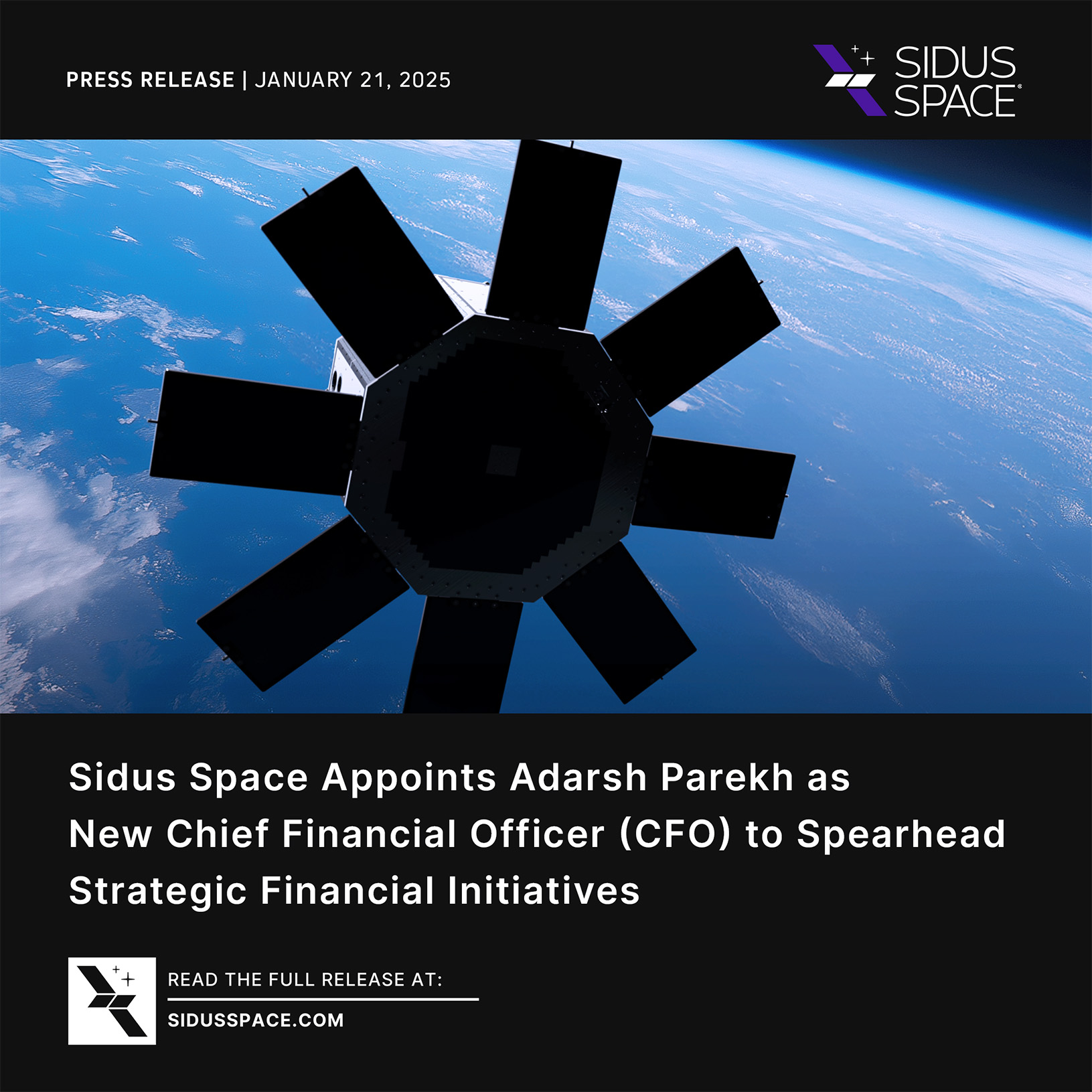 Sidus Space Appoints Adarsh Parekh as New Chief Financial Officer (CFO) to Spearhead Strategic ...