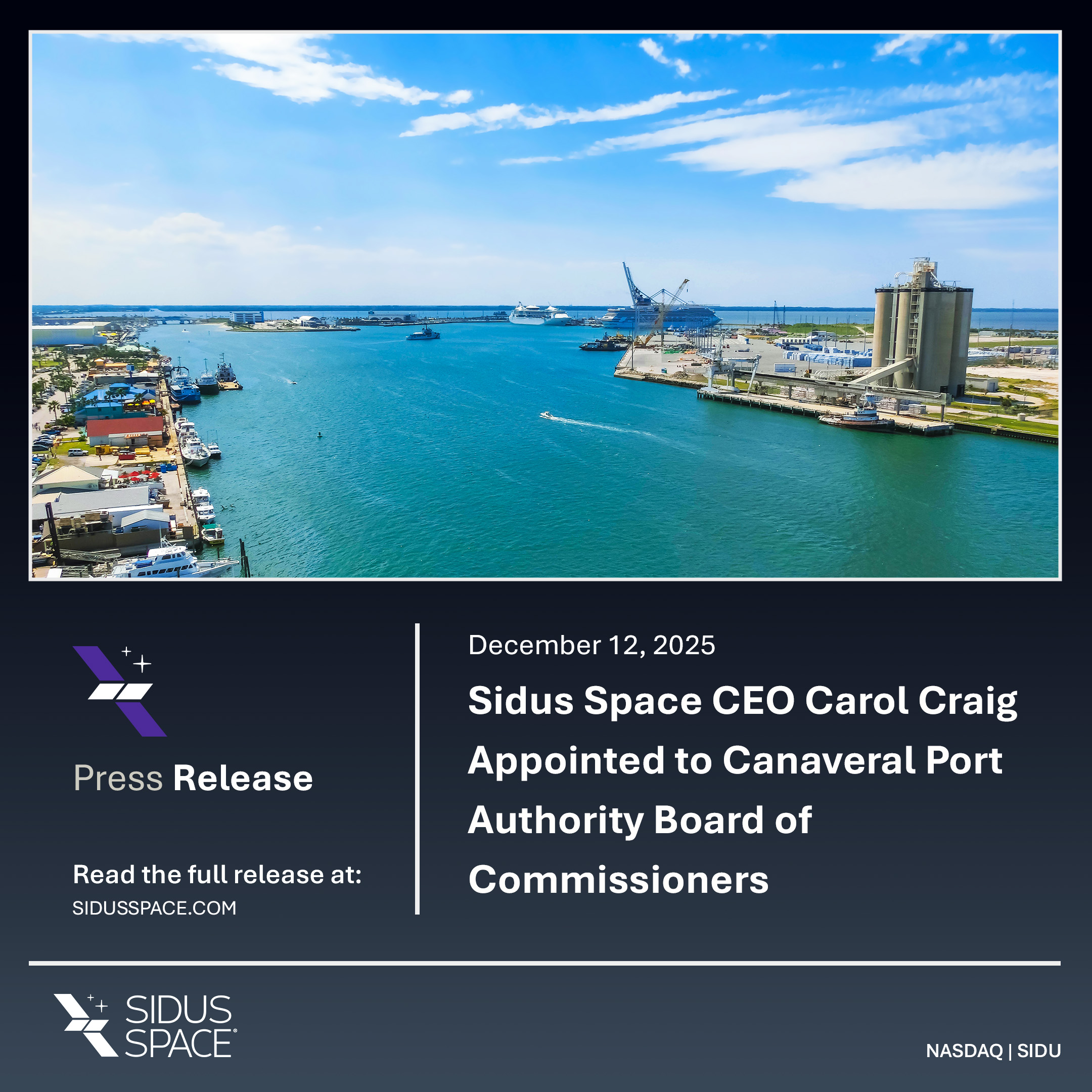 Sidus Space CEO Carol Craig Appointed to Canaveral Port Authority Board ...