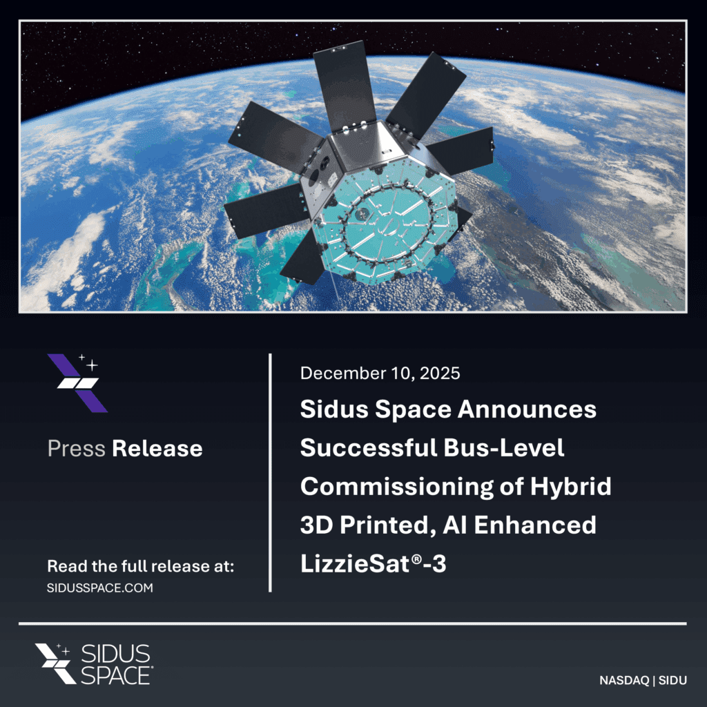 Sidus Space Announces Successful Bus-Level Commissioning of Hybrid 3D Printed, AI Enhanced ...